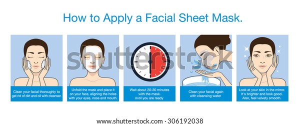 How Apply Facial Sheet Mask Beauty Stock Vector (Royalty Free) 306192038
