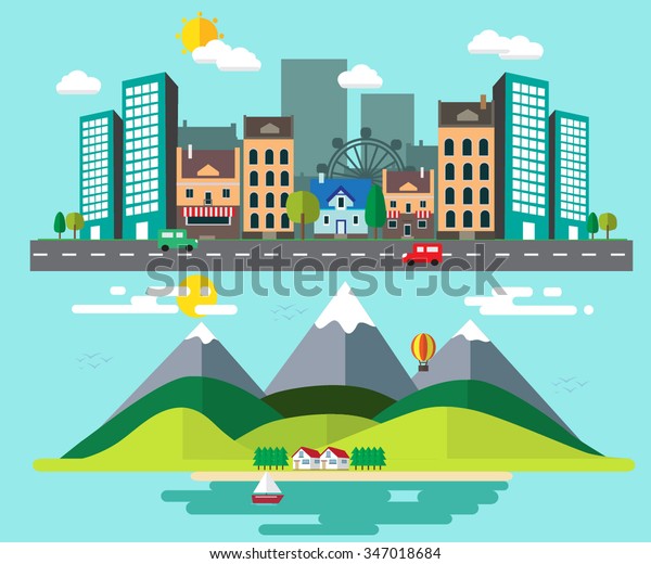 How Different Between Rural Places Urban Stock Vector (Royalty Free ...
