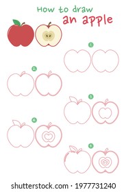 How Draw Apple Vector Illustration Draw Stock Vector (Royalty Free ...