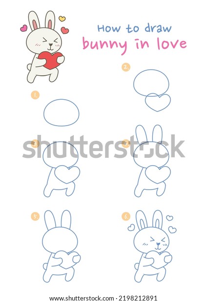 How Draw Bunny Love Vector Illustration Stock Vector (Royalty Free ...