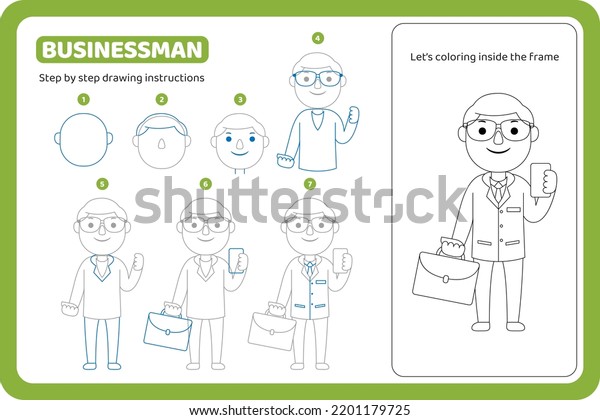 cómo dibujar el tutorial de profesión: vector de stock (libre de ...