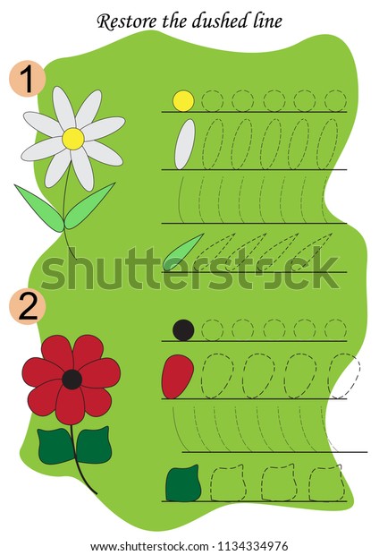 How Draw Flower Handwriting Practice Sheet Stock Vector (Royalty Free ...