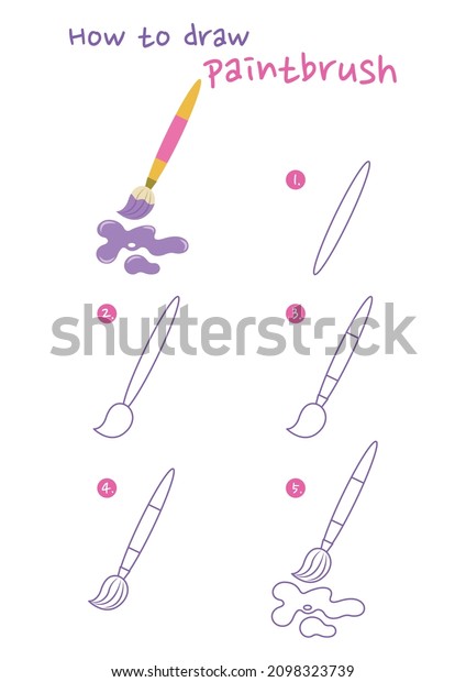 How Draw Paintbrush Vector Illustration Draw Stock Vector (Royalty Free ...