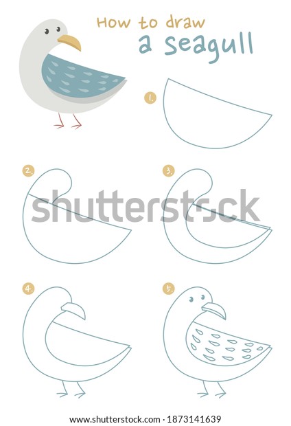 How Draw Seagull Vector Illustration Draw Stock Vector (Royalty Free ...