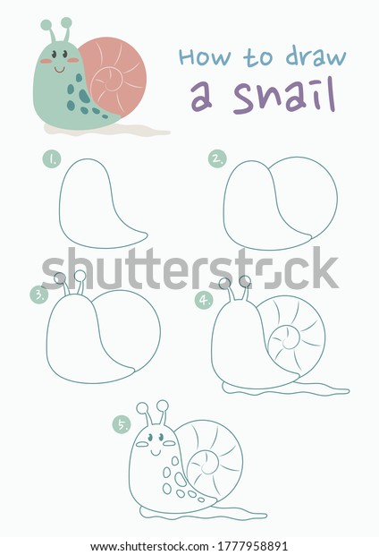 How Draw Snail Vector Illustration Draw Stok Vektör (Telifsiz) 1777958891