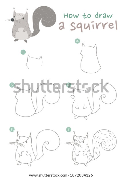 How Draw Squirrel Vector Illustration Draw Stock Vector (Royalty Free ...