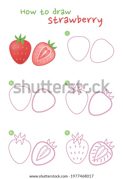How Draw Strawberry Vector Illustration Draw: เวกเตอร์สต็อก (ปลอดค่า ...