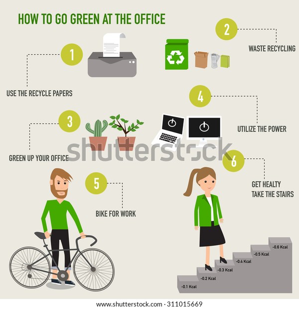How Go Green Office Infographics Illustration Stock Vector (Royalty ...
