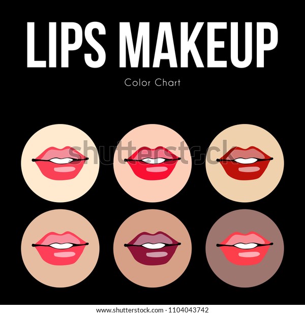 How to make ideal color chart for a make-up lipstick tutorial. Set of ...