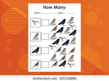 How Many Bird Educational Childrens Game Stock Vector (Royalty Free ...