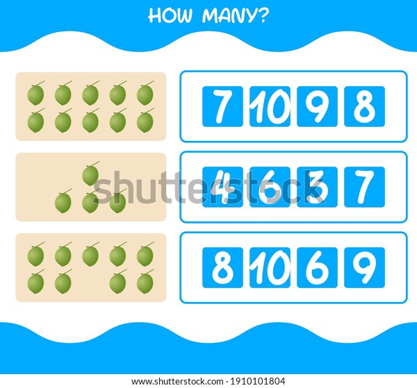 How Many Cartoon Coconut Counting Game Stock Vector (Royalty Free ...