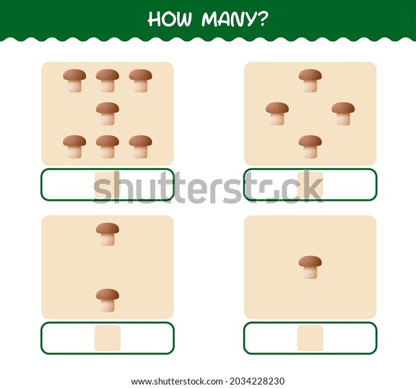 How Many Cartoon Mushroom Counting Game Stock Vector (Royalty Free ...