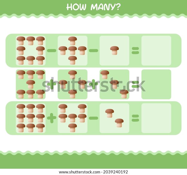 How Many Cartoon Mushroom Counting Game Stock Vector (Royalty Free ...