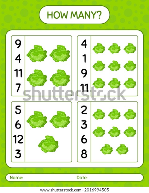 How Many Counting Game Cabbage Worksheet Stock Vector (Royalty Free ...