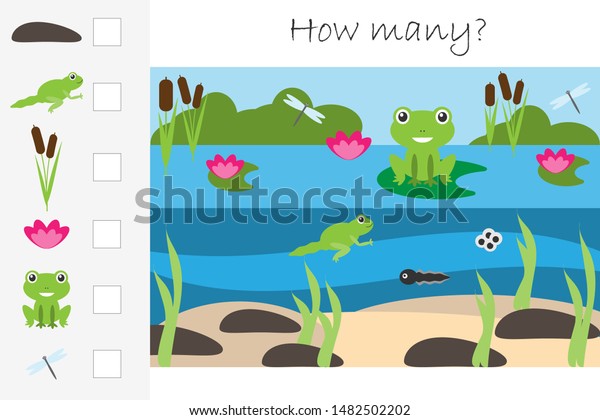 How Many Counting Game Pond Frog Stock Vector (Royalty Free) 1482502202