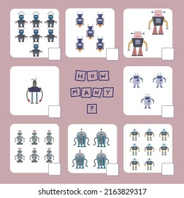 How Many Counting Game Robots Worksheet Stock Vector (Royalty Free ...