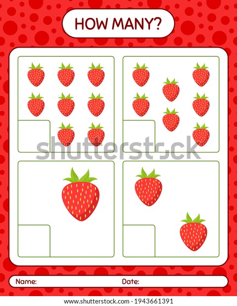 How Many Counting Game Strawberry Worksheet Stock Vector (Royalty Free ...