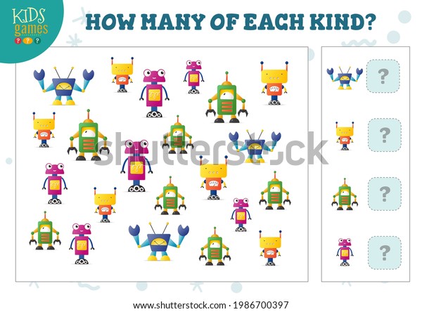 How Many Each Kind Cartoon Robot Stock Vector (Royalty Free) 1986700397