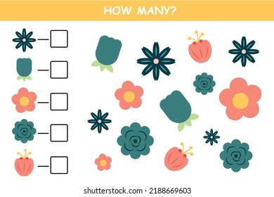 How Many Flowers There Math Game Stock Vector (Royalty Free) 2188669603 ...