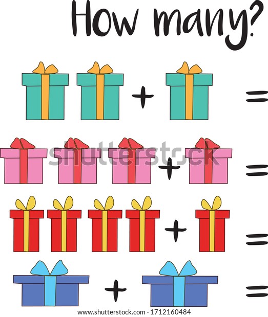 How Many Objectspreschool Counting Activities Printable Stock Vector ...