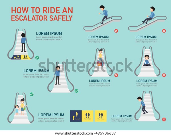 How Ride Escalator Safelyinfographicvector Illustration Stock Vector ...