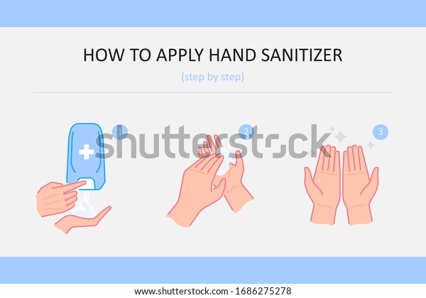 How Use Hand Sanitizer Step By Stock Vector (Royalty Free) 1686275278 ...