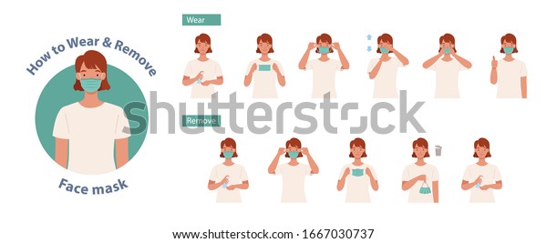 How Wear Remove Mask Correct Women Stock Vector (Royalty Free ...