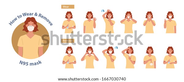 How Wear Remove N95 Mask Correct Stock Vector (Royalty Free) 1667030740