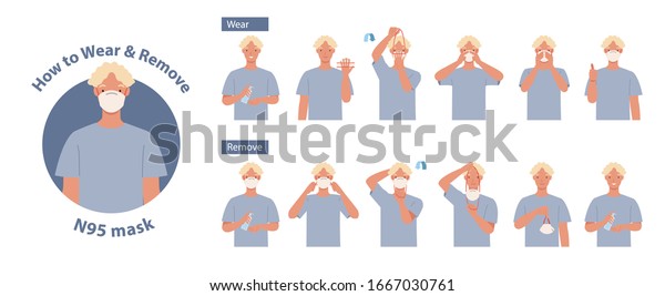 How Wear Remove N95 Mask Correct Stock Vector (Royalty Free) 1667030761 ...