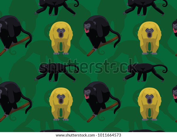Howler Monkey Cartoon Seamless Wallpaper Stock Vector (Royalty Free ...