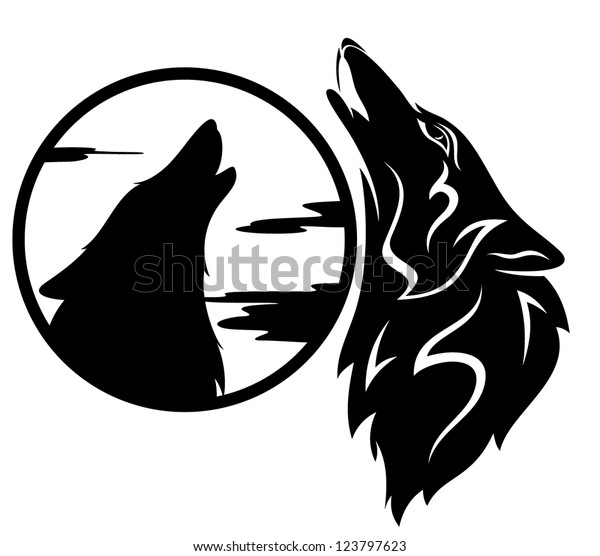 Howling Wolf Tribal Black White Vector Stock Vector (Royalty Free ...