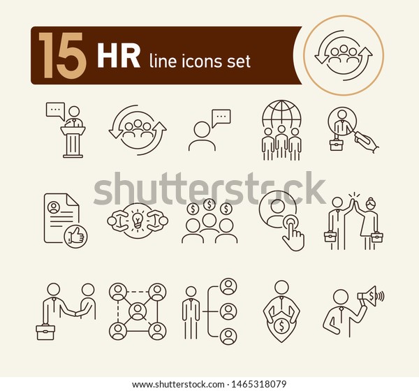 Hr Line Icon Set Cv Handshake Stock Vector (Royalty Free) 1465318079 ...