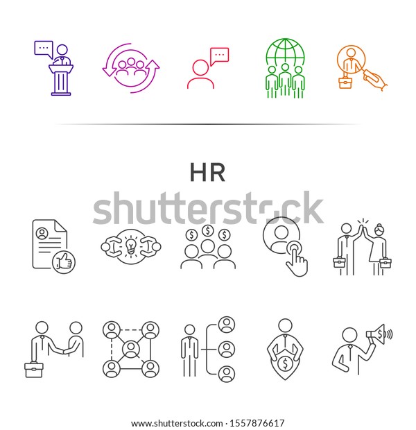 Hr Line Icon Set Cv Handshake Stock Vector (Royalty Free) 1557876617 ...