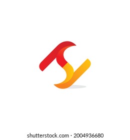 Hs Logo Red Orange Color Combination Stock Vector (Royalty Free ...