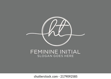 Ht Handwriting Logo Circle Template Vector: เวกเตอร์สต็อก (ปลอดค่า ...