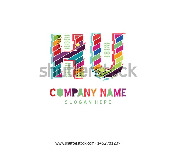Hu Full Color Initial Logo Vector Stock Vector (Royalty Free ...
