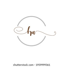 Hu Initial Logo Handwriting Template Letter Stock Vector (Royalty Free ...