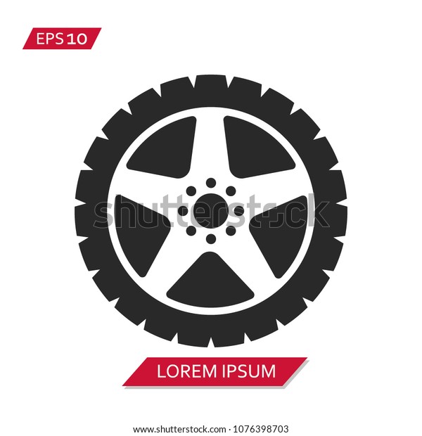 Hubcap Tire Wheel Vector Icon Stock Vector (Royalty Free) 1076398703