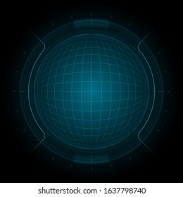 Hud Global Radar Sphere Grid Degree Stock Vector (Royalty Free ...