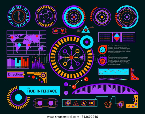 Hud Interface Modern Interface Template On Stock Vector (Royalty Free ...