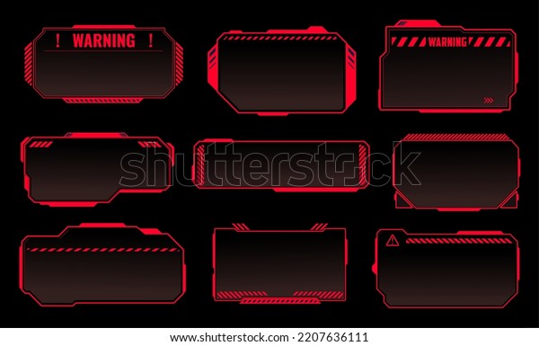 Hud Red Danger Warning Attention Frames Stock Vector (Royalty Free ...