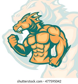 Bull Bodybuilder Pose Showing His Muscular: стоковая векторная графика ...