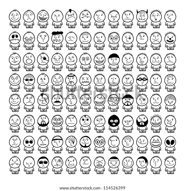 Huge Set Funny Hand Drawn Characters Stock Vector (Royalty Free ...