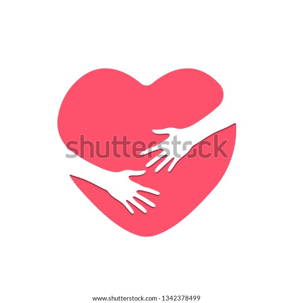 Hugging Heart Logo Heart Hands Embrace Stock Vector (Royalty Free ...