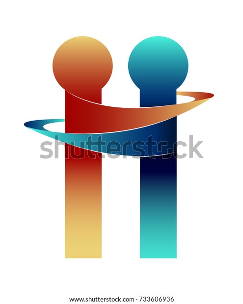 Hugging People Creates Abstract Letter H Stock Vector (Royalty Free ...