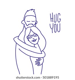 Hugging People Vector Graphic Sketch Stock Vector (Royalty Free ...