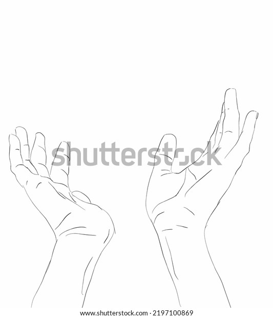Humain Hands Drawing Line Art Stock Vector (Royalty Free) 2197100869 ...