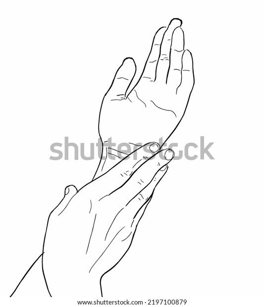 Humain Hands Drawing Line Art Stock Vector (Royalty Free) 2197100879 ...