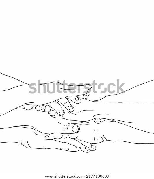 Humain Hands Drawing Line Art Stock Vector (Royalty Free) 2197100889 ...