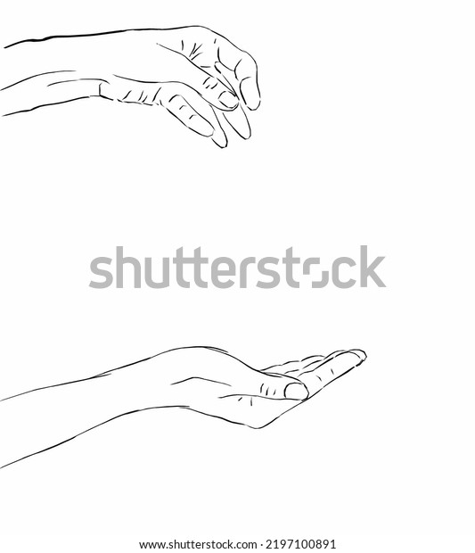 Humain Hands Drawing Line Art Stock Vector (Royalty Free) 2197100891 ...